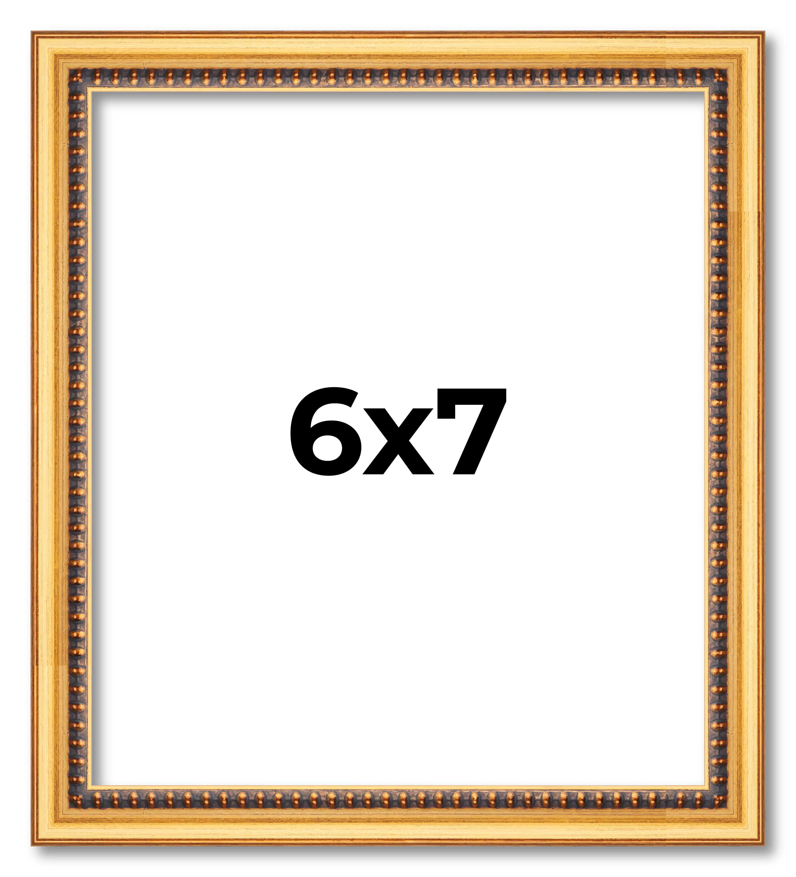 6x7 Frame Beaded Gold Solid Wood Picture Frame | 0.75 Inches Moulding ...