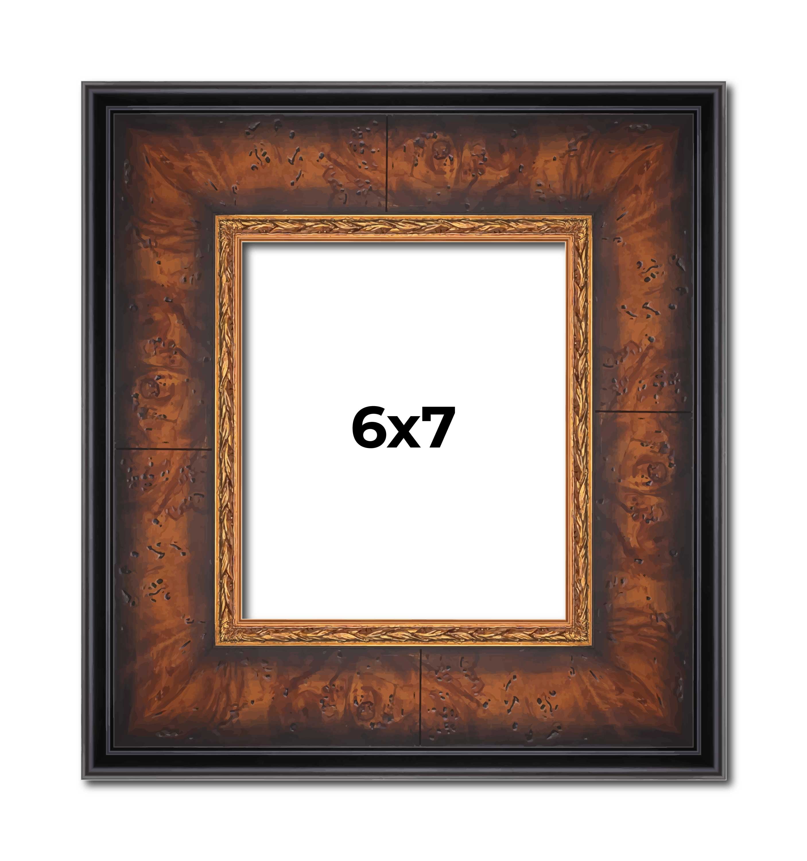 6x7 Frame Brown Walnut Gold Ornate Trim Solid Wood Plein Air Picture ...