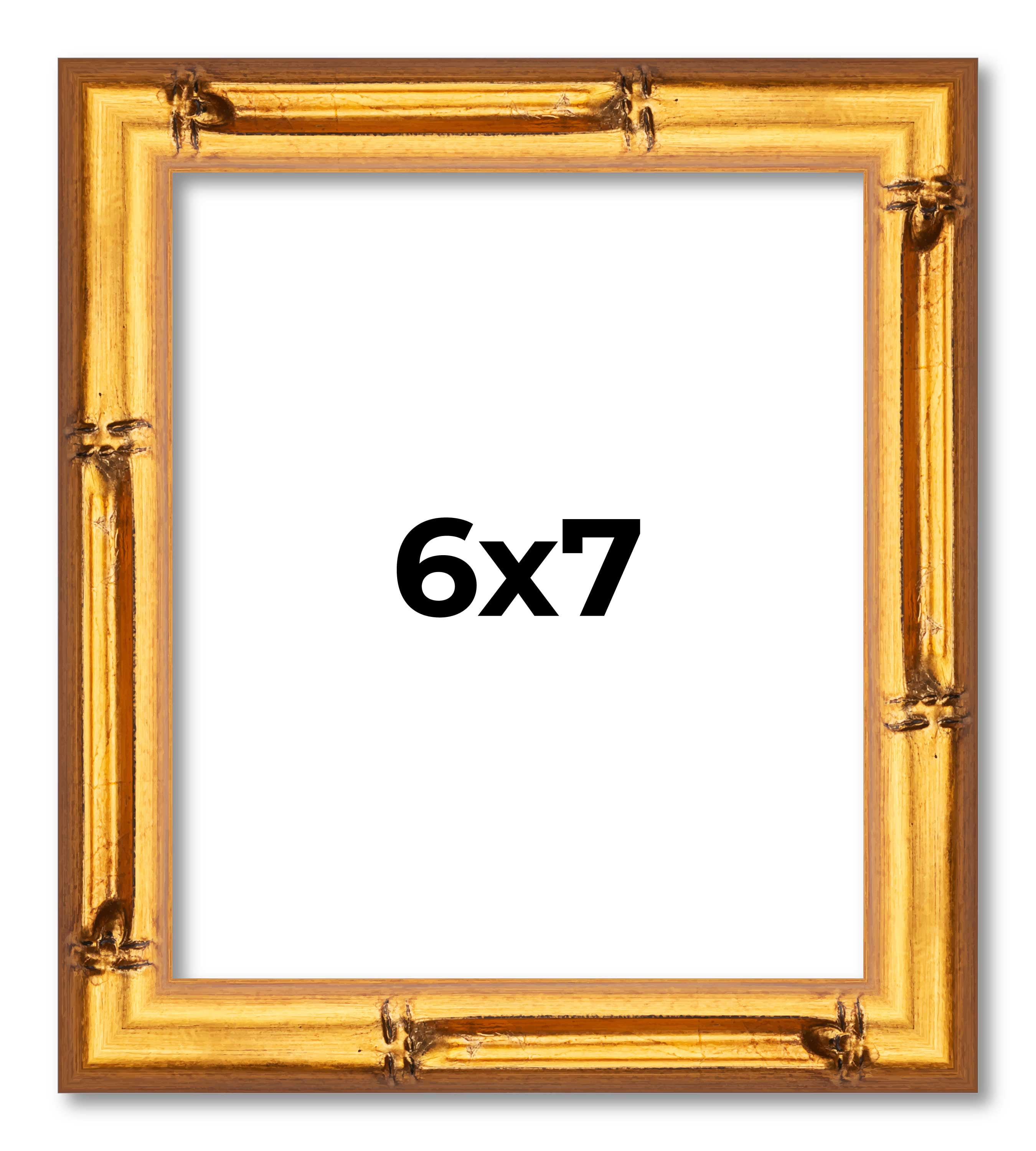 6x7 Frame Gold Bamboo Solid Wood Picture Frame | 0.75 Inch Moulding ...