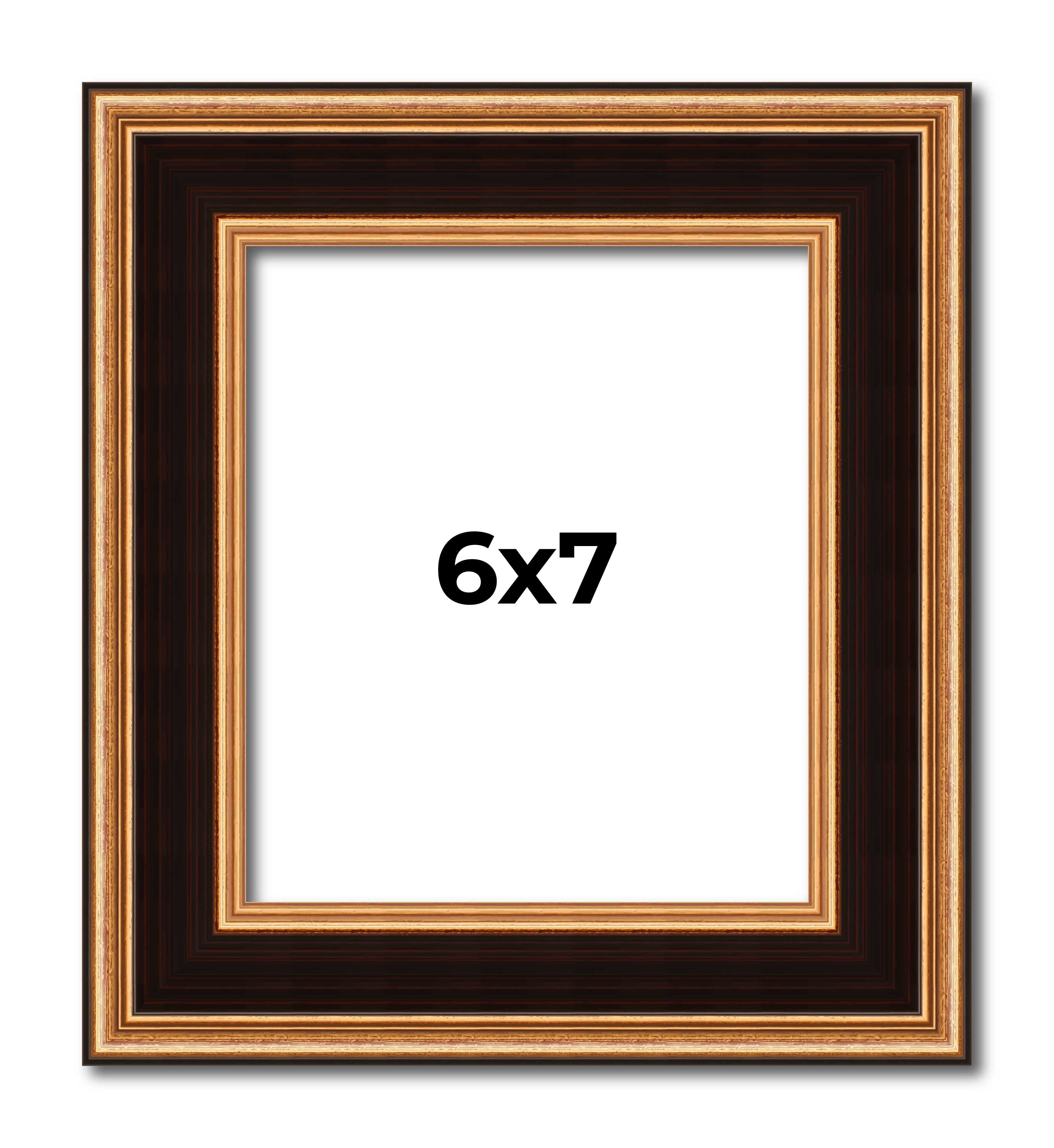 6x7 Frame Gold Brown Plein Air Vintage Solid Wood Picture Frame | 1.75 Inches Moulding Width ...