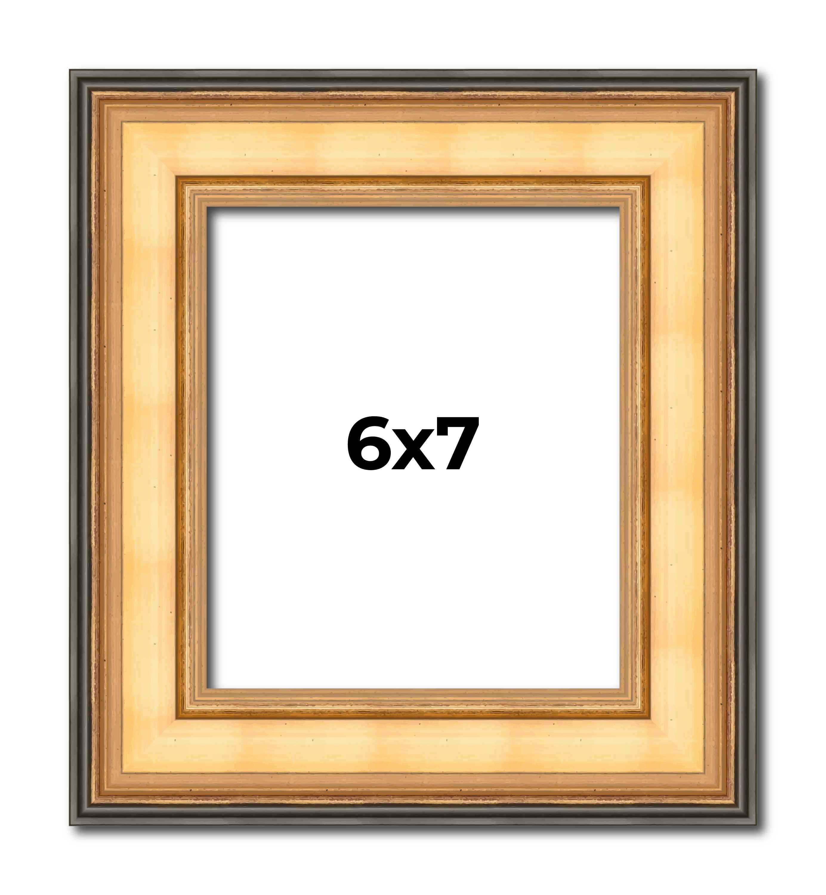 6x7 Frame Gold Plein Aire Solid Wood Picture Frame Width 2 Inches ...