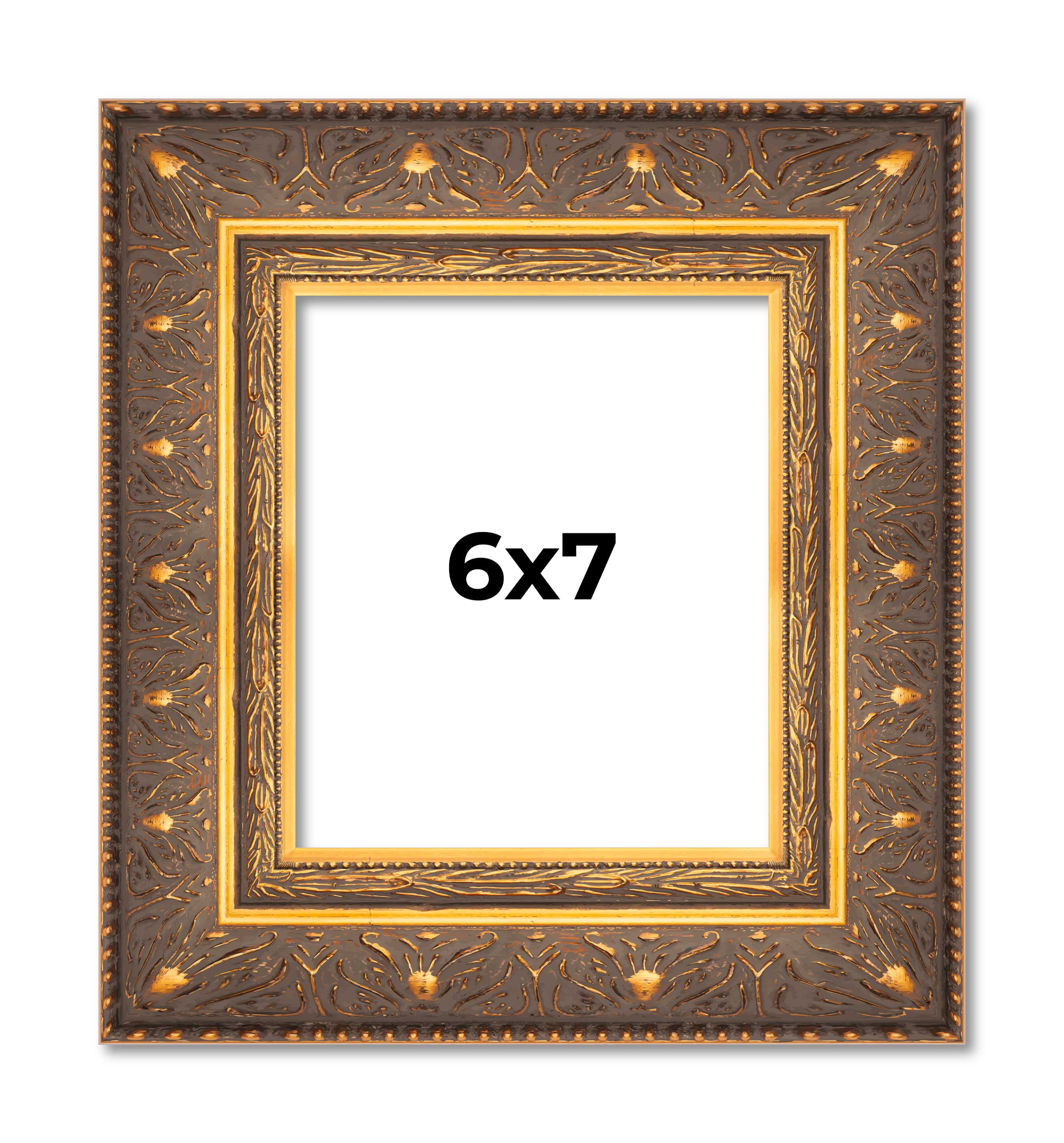 6x7 Frame Vintage Gold Solid Wood Picture Frame | 2.5 Inch Moulding ...
