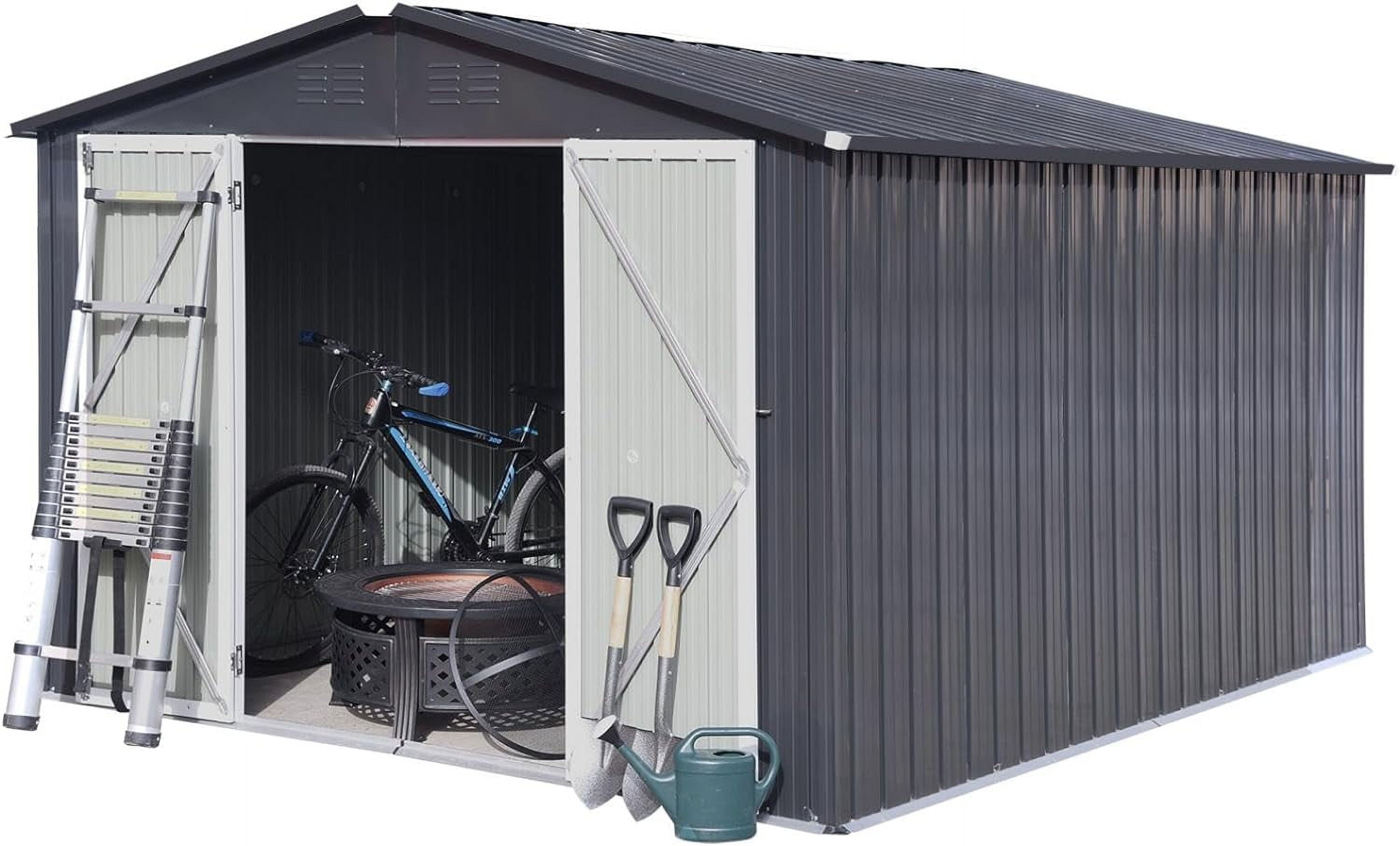 Walmart 6x8 FT Dark-Grey Metal Shed - Secure, Waterproof Outdoor ...