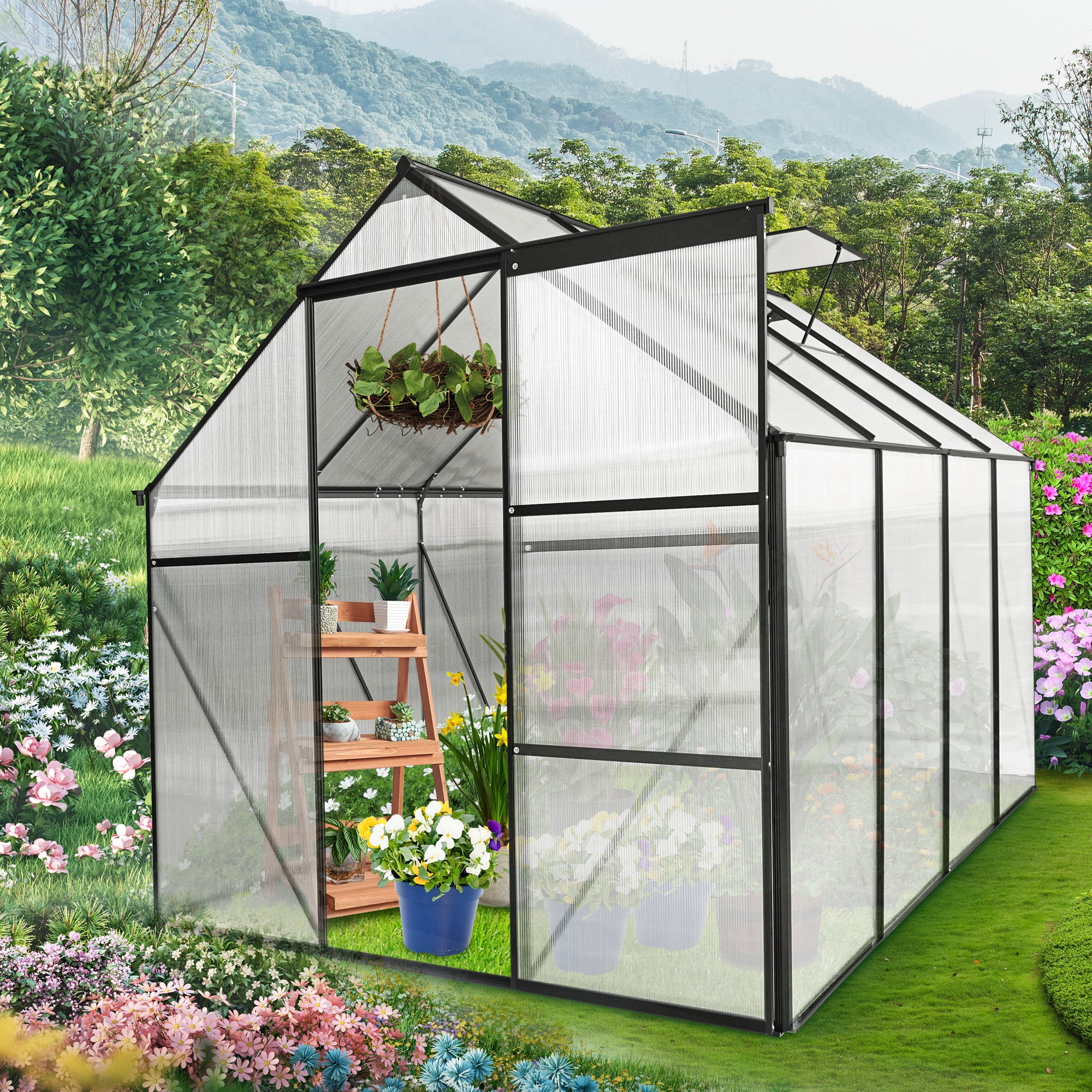 6x8 FT Walk-in Greenhouses,Greenhouse Storage Shed with Sliding Doors ...
