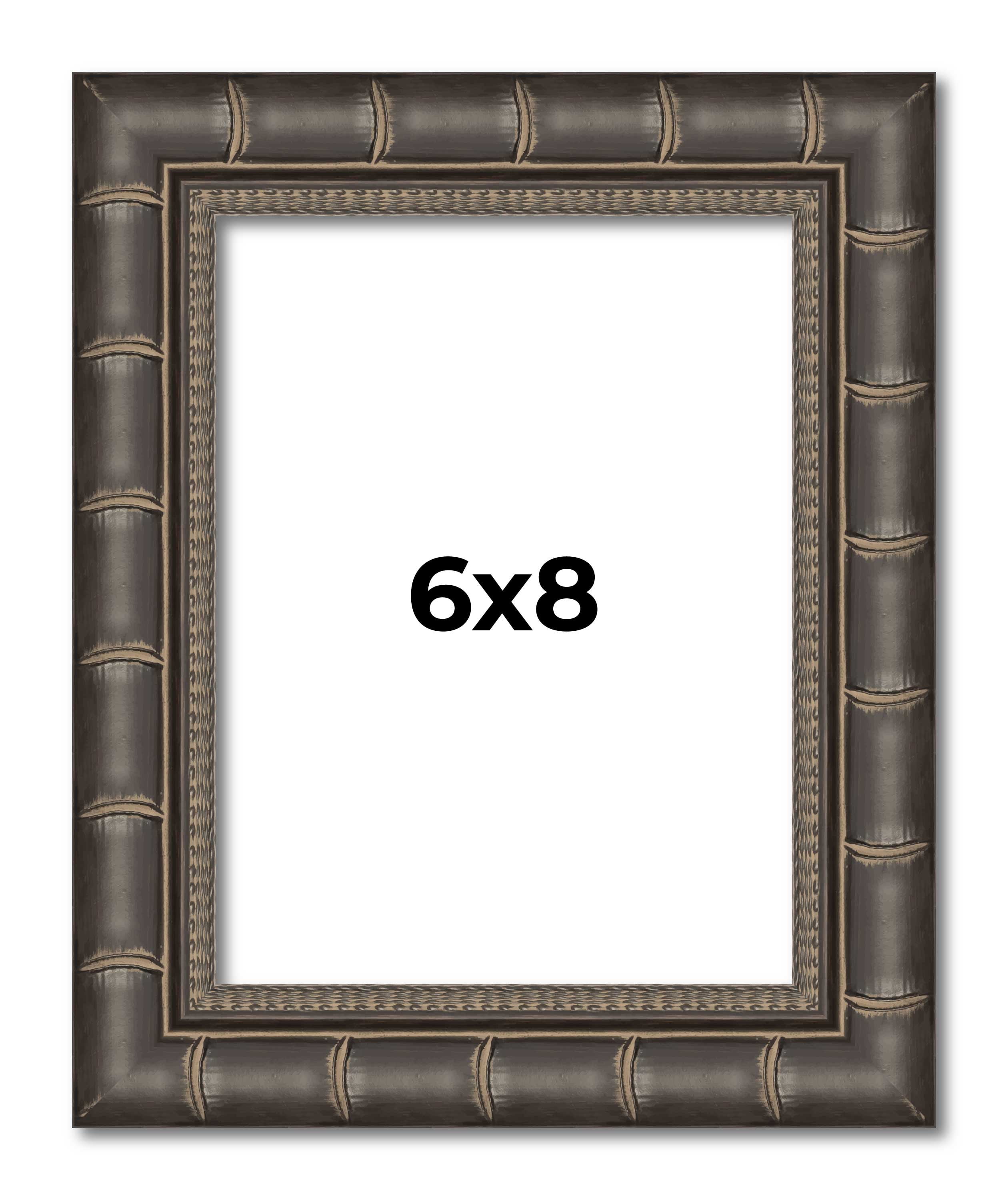 6x8 Frame Black Bamboo Solid Wood Picture Frame Width 1.5 Inches ...