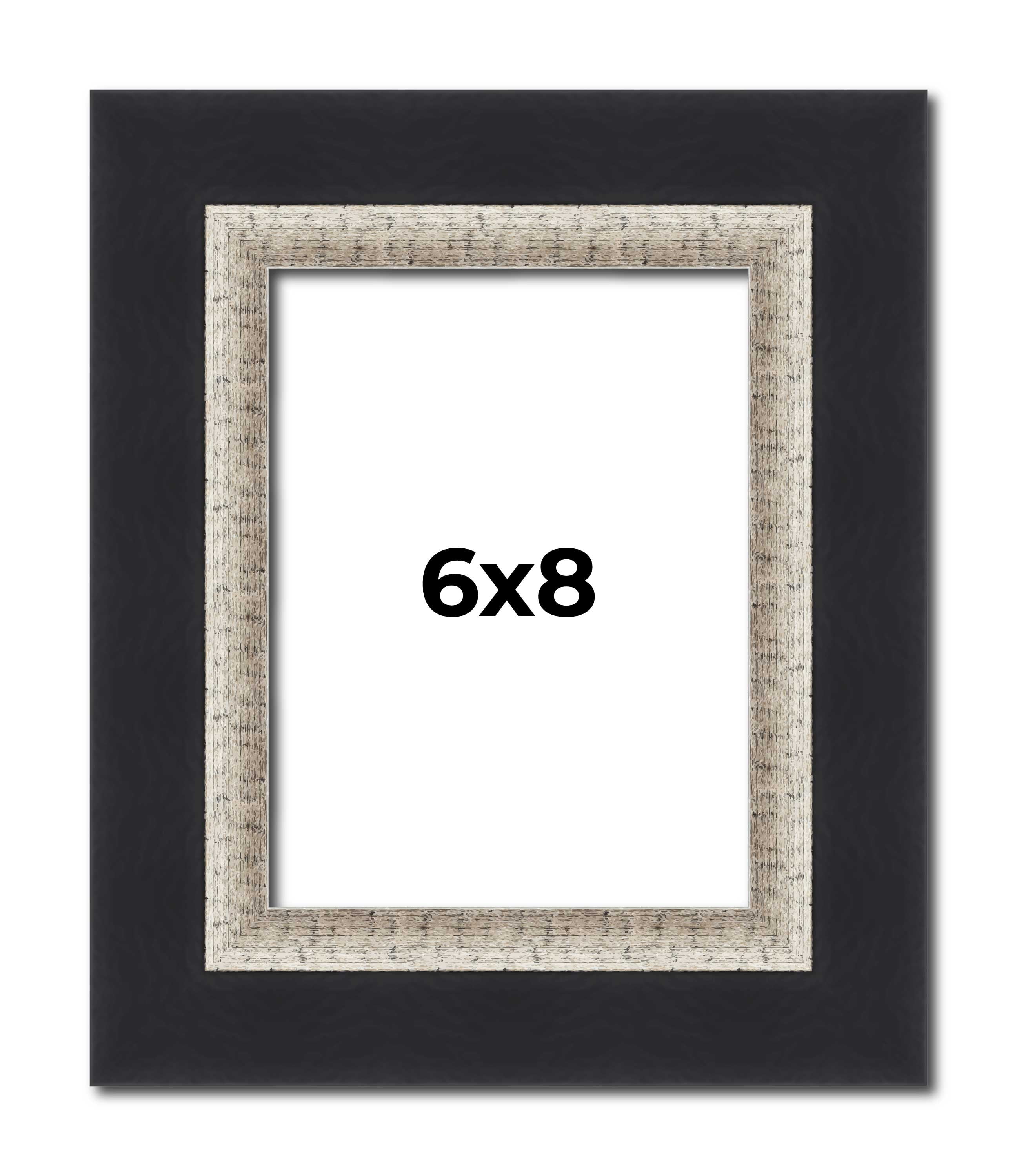 6x8 Frame Black Real Wood Picture Frame Width 2.25 Inches | Interior ...