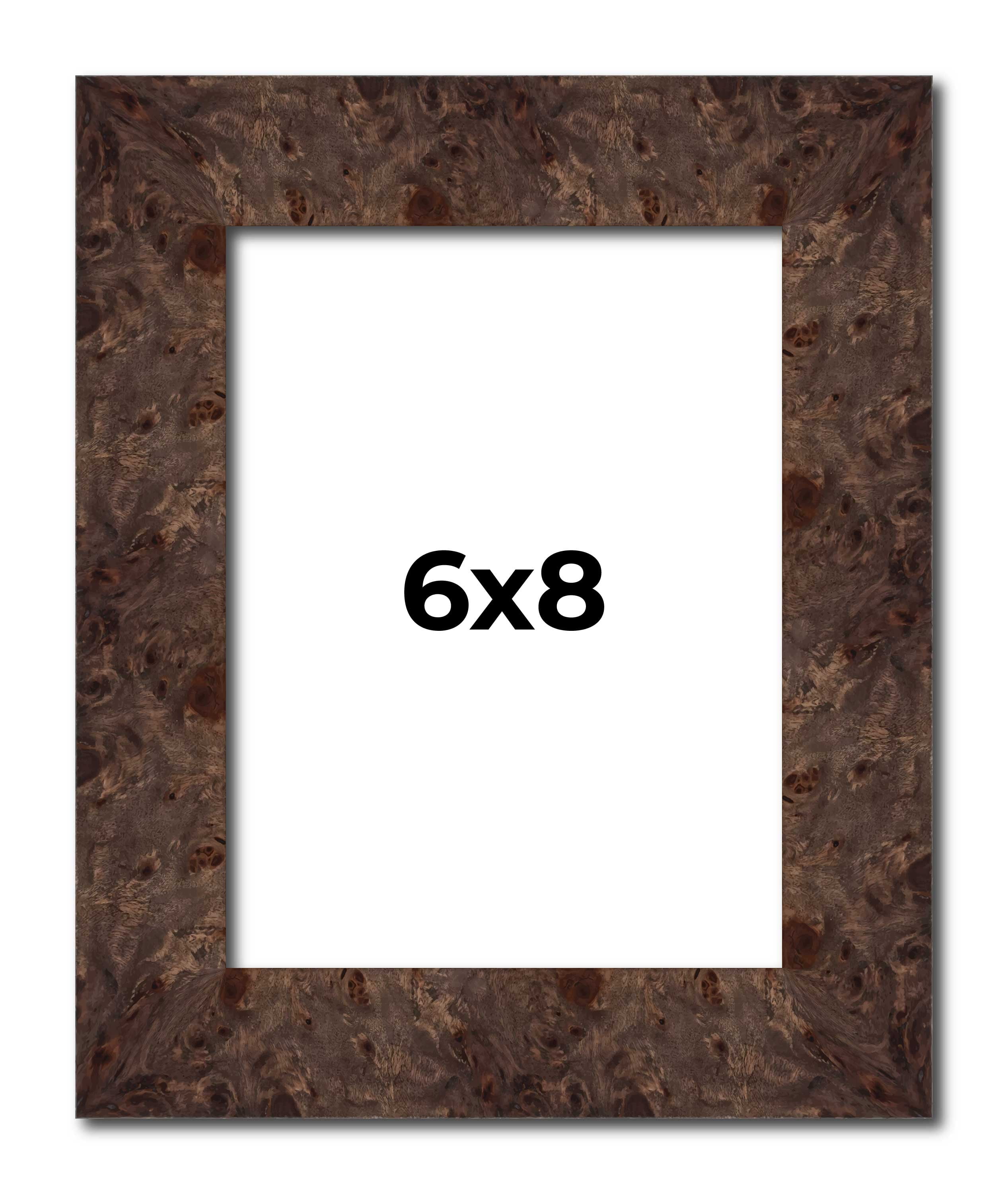6x8 Frame Brown Burl Real Wood Picture Frame Width 1.625 Inches ...