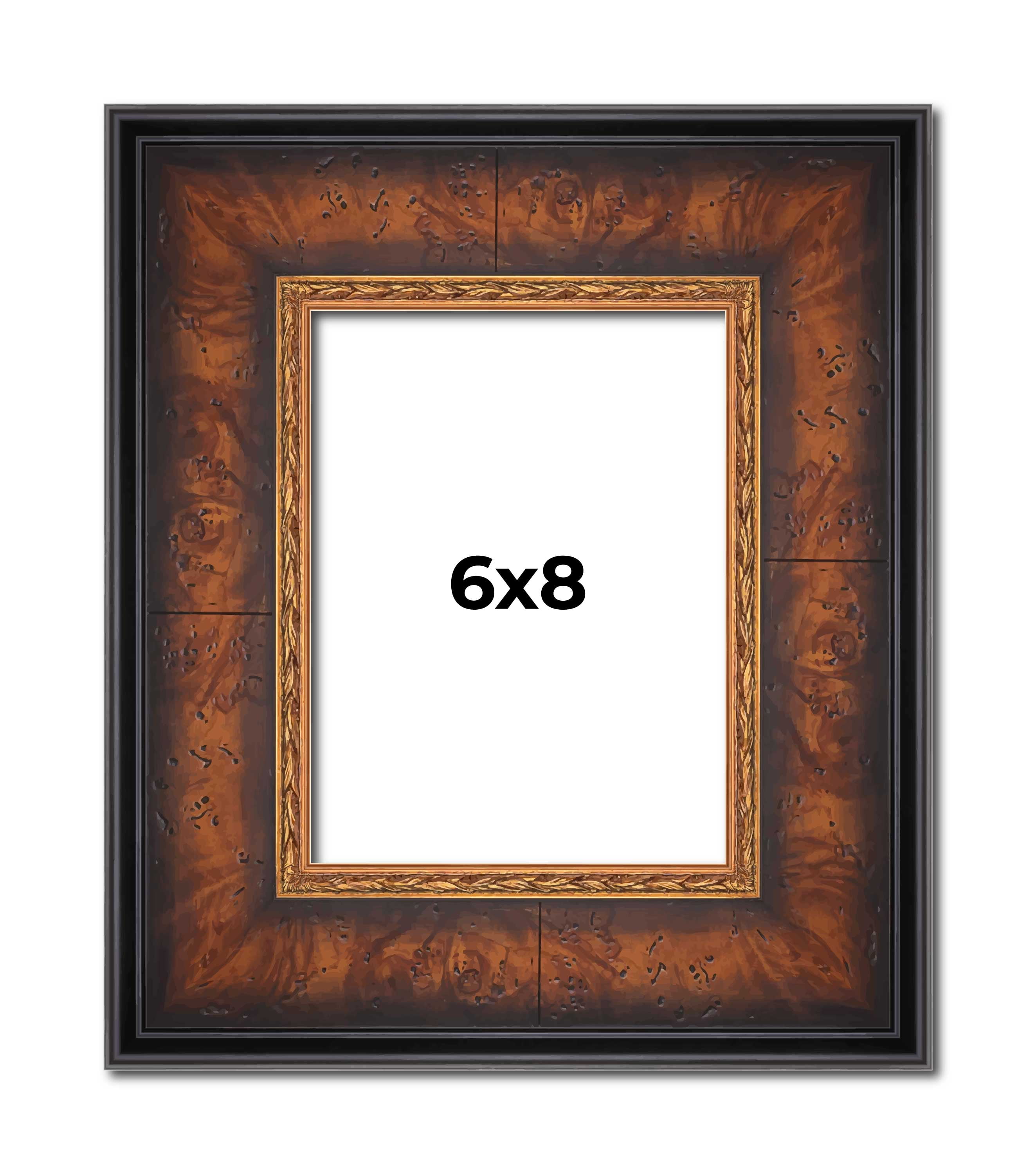 6x8 Frame Brown Walnut Gold Ornate Trim Solid Wood Plein Air Picture ...