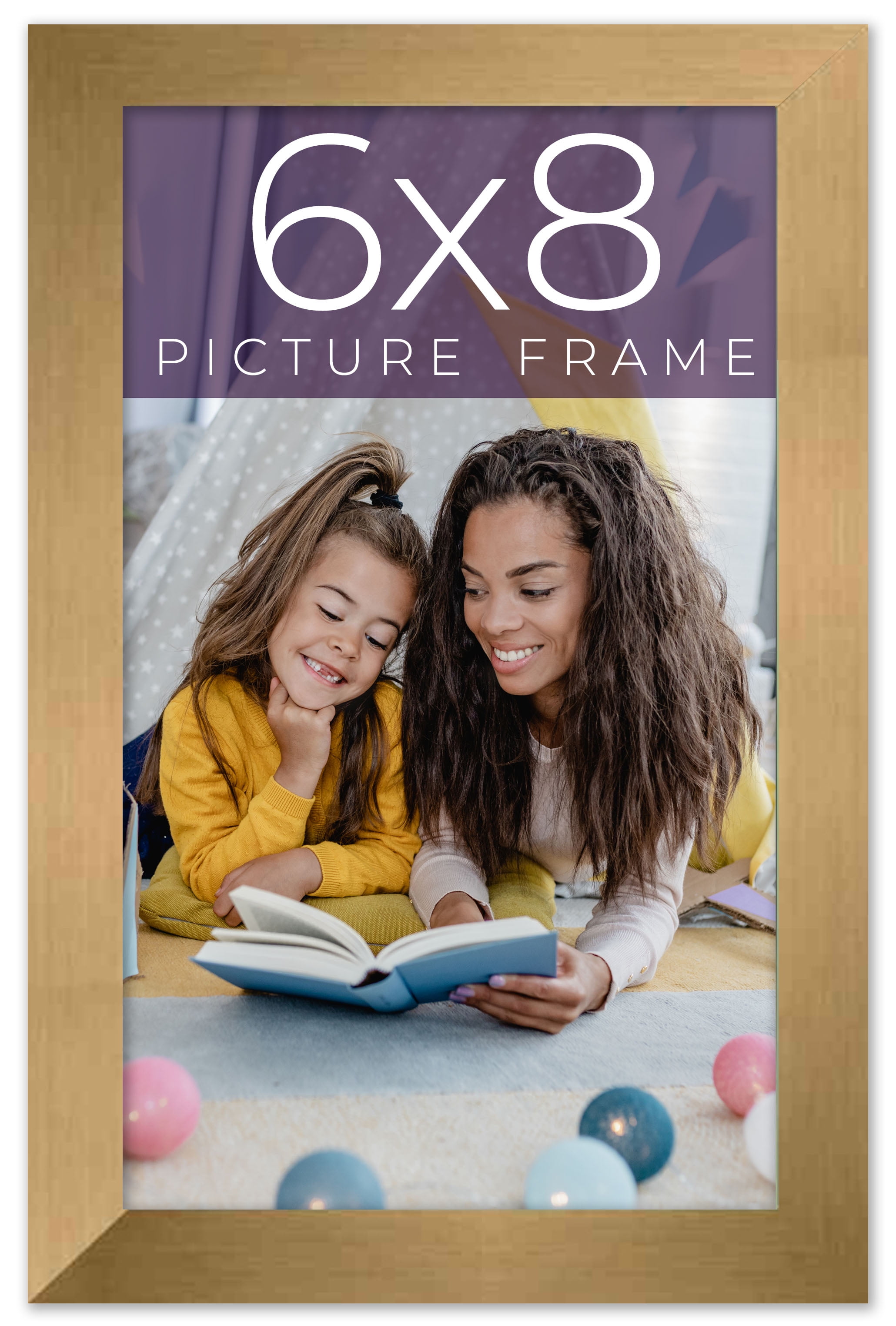 6x8 Frame Gold Bronze Solid Wood Picture Frame Width 0.75 Inches ...