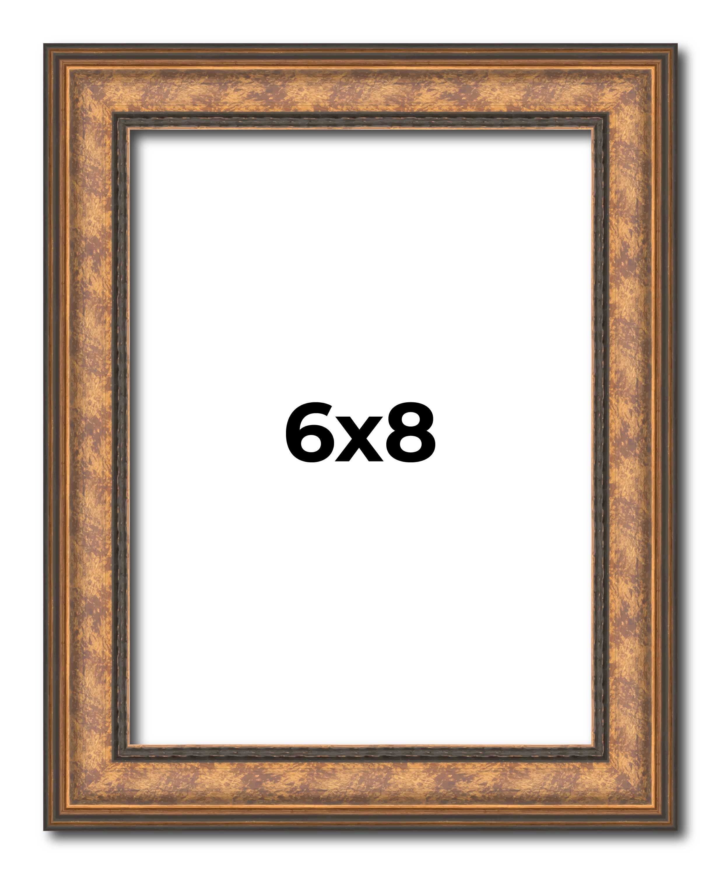 6x8 Frame Gold Real Wood Picture Frame Width 1.25 inches | Interior ...