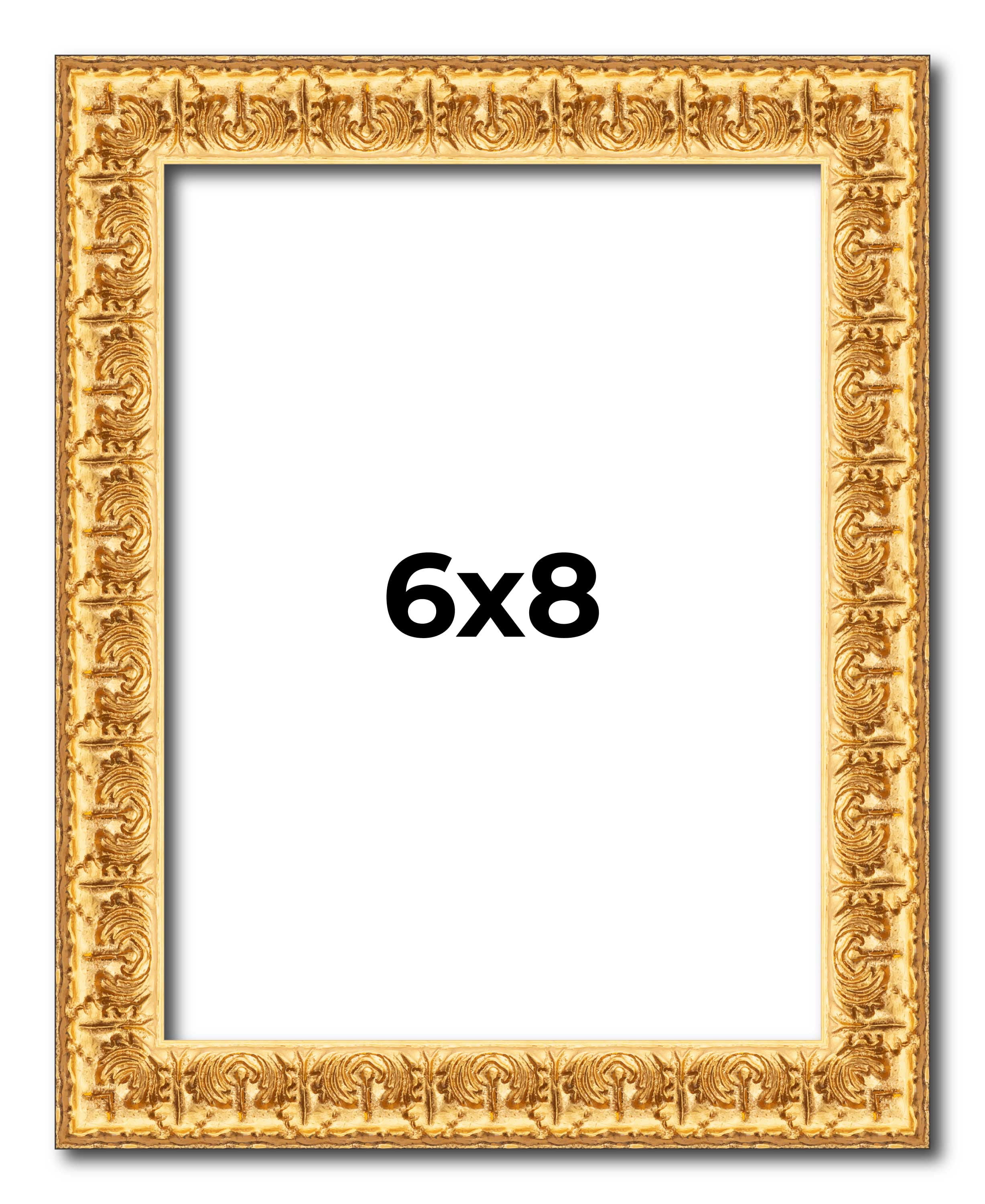 6x8 Frame Gold Real Wood Picture Frame Width 1 inches | Interior Frame ...