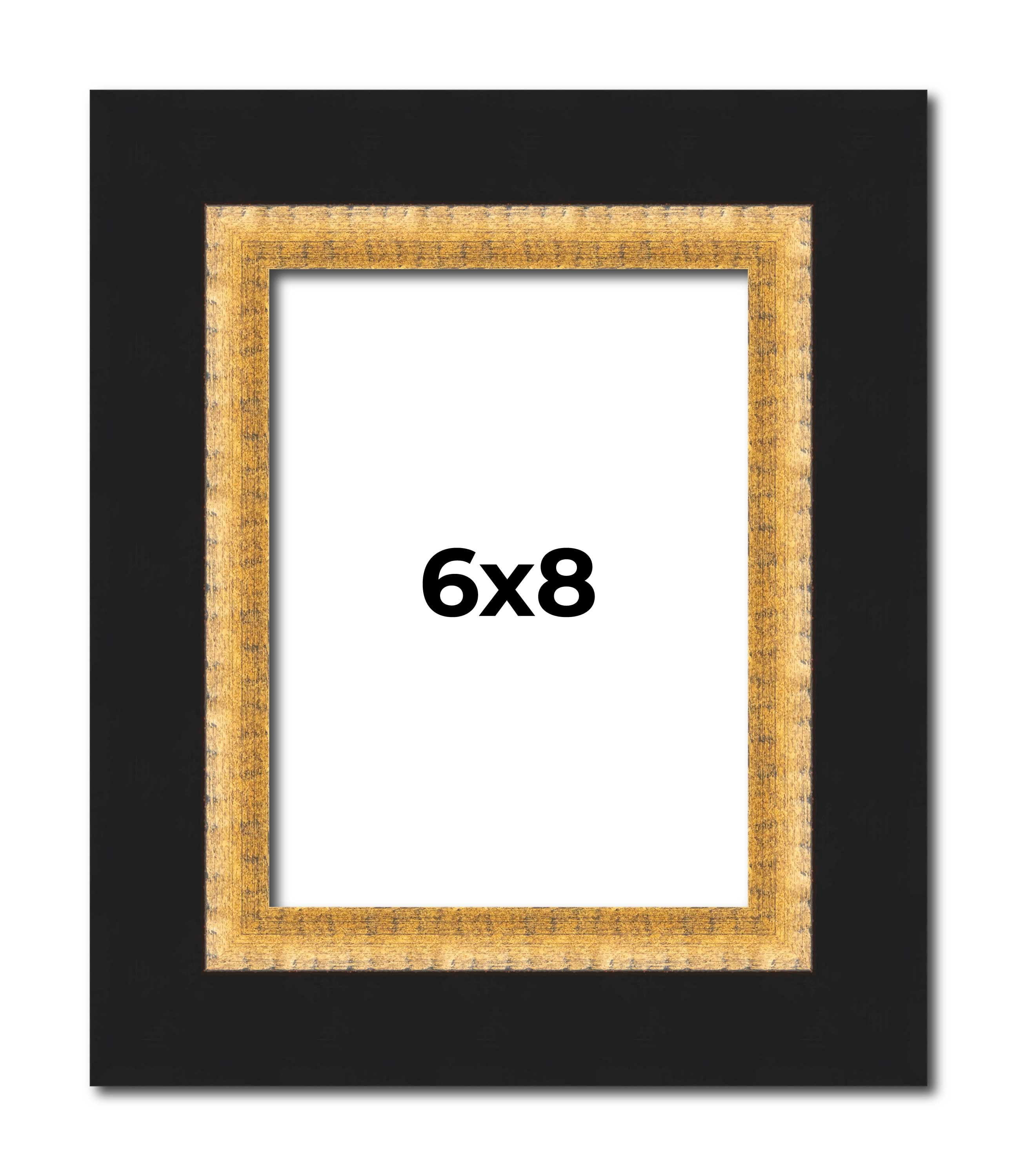 6x8 Frame Gold Real Wood Picture Frame Width 2.25 Inches | Interior ...