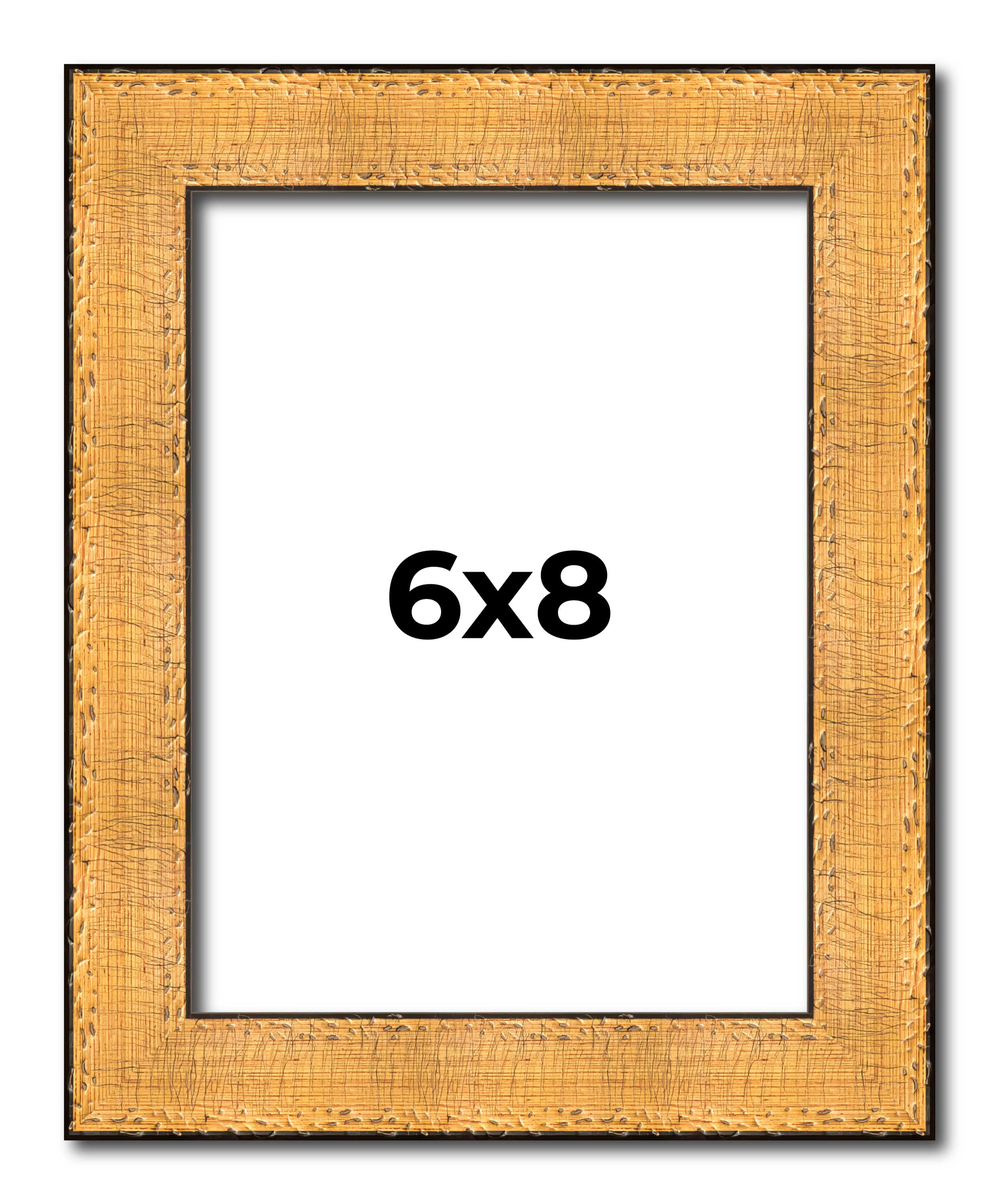 6x8 Frame Gold Rustic Solid Wood Picture Frame | 1.25 Inch Wide ...