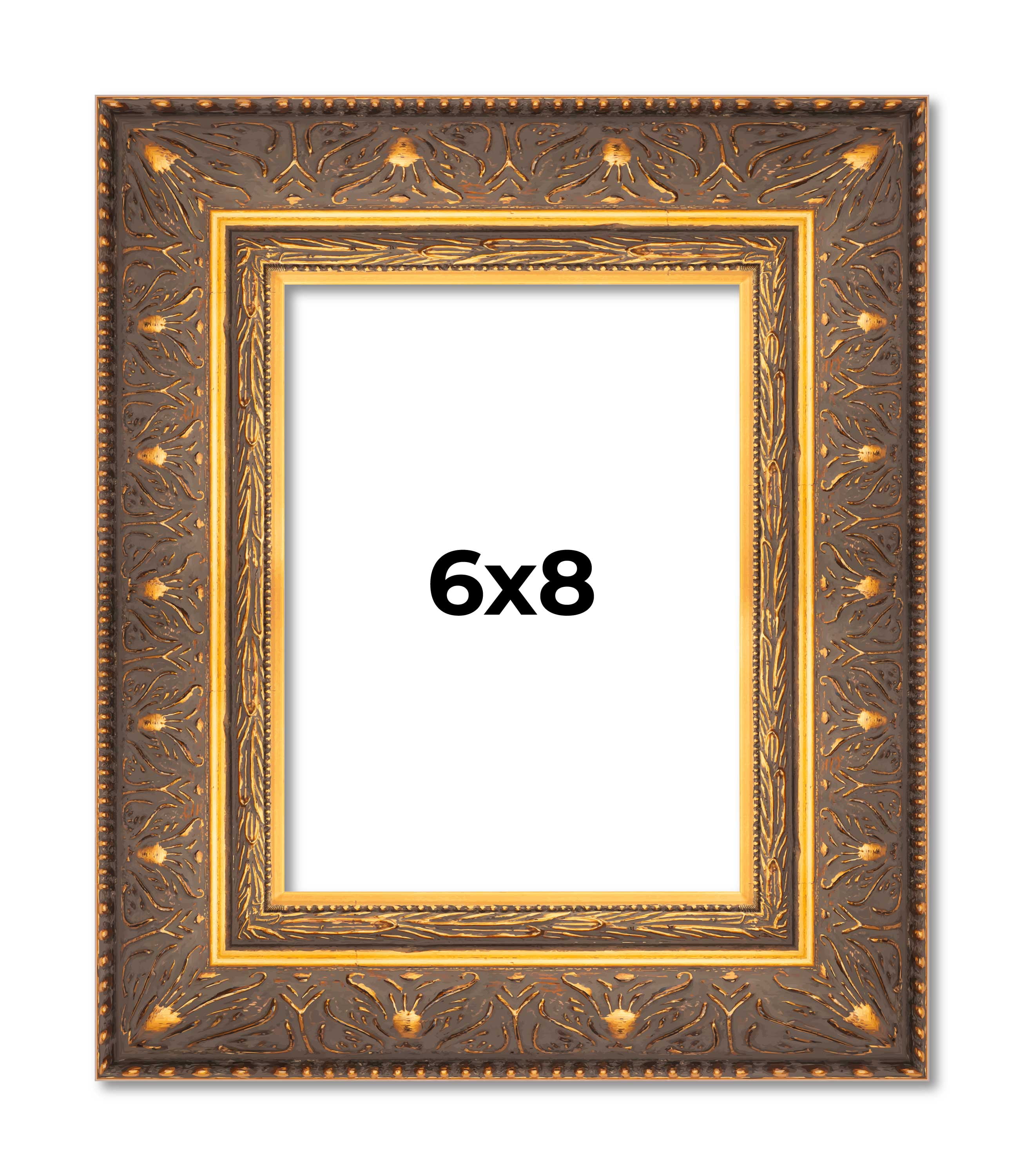 6x8 Frame Vintage Gold Solid Wood Picture Frame | 2.5 Inch Moulding ...