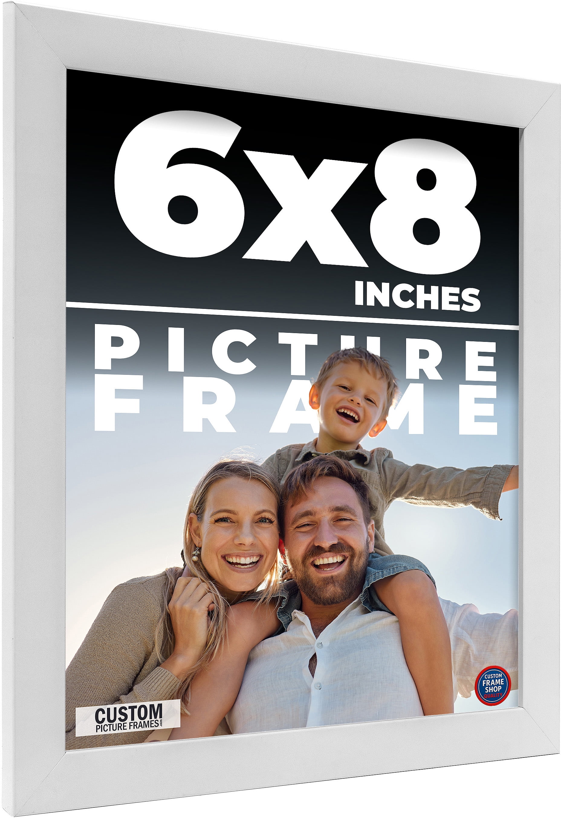 CountryArtHouse 6x8 White Solid Wood Picture Frame, UV Acrylic Shatter ...