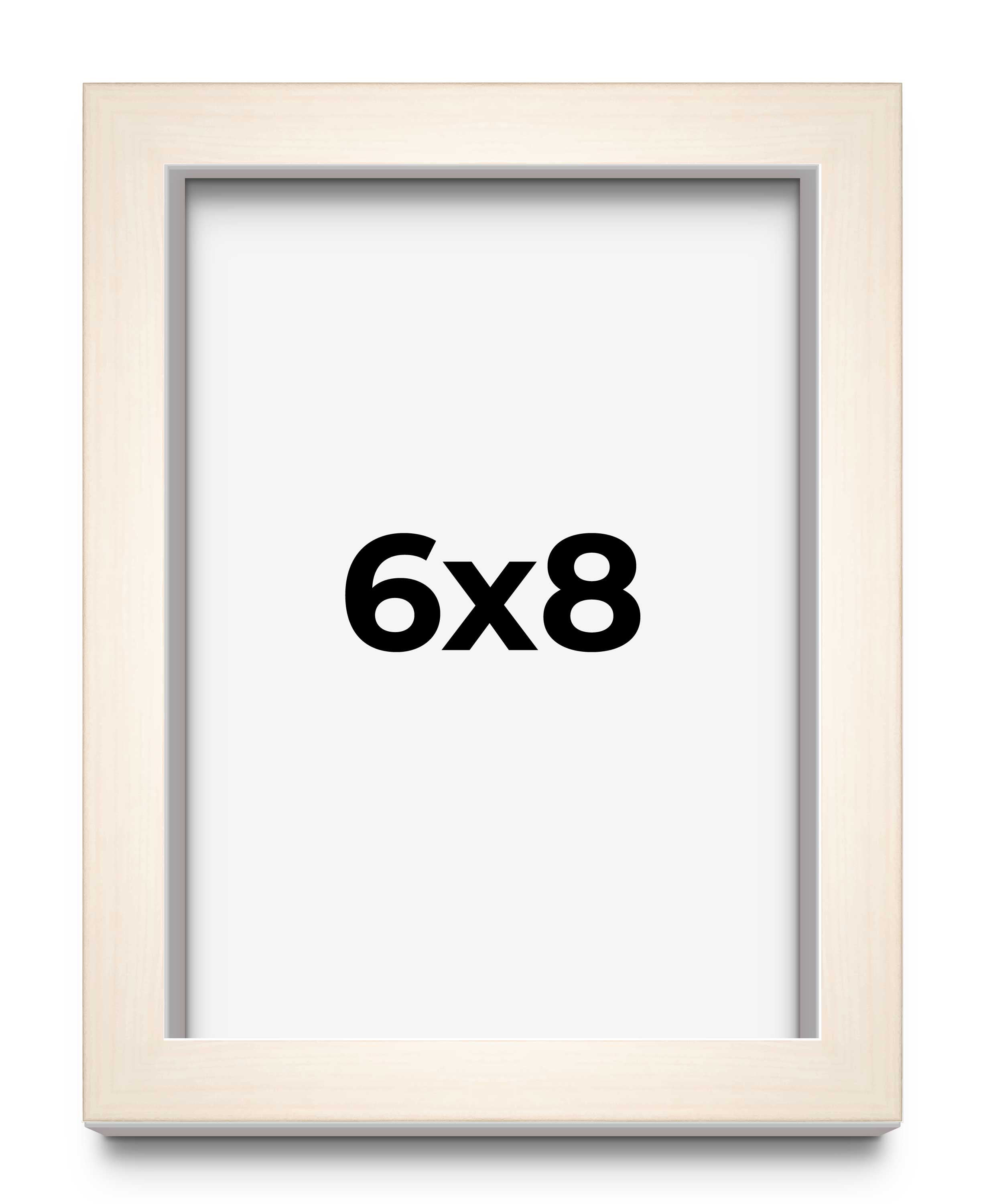 6x8 Frame White Wash Solid Wood Picture Frame | 0.75 Inch Moulding ...