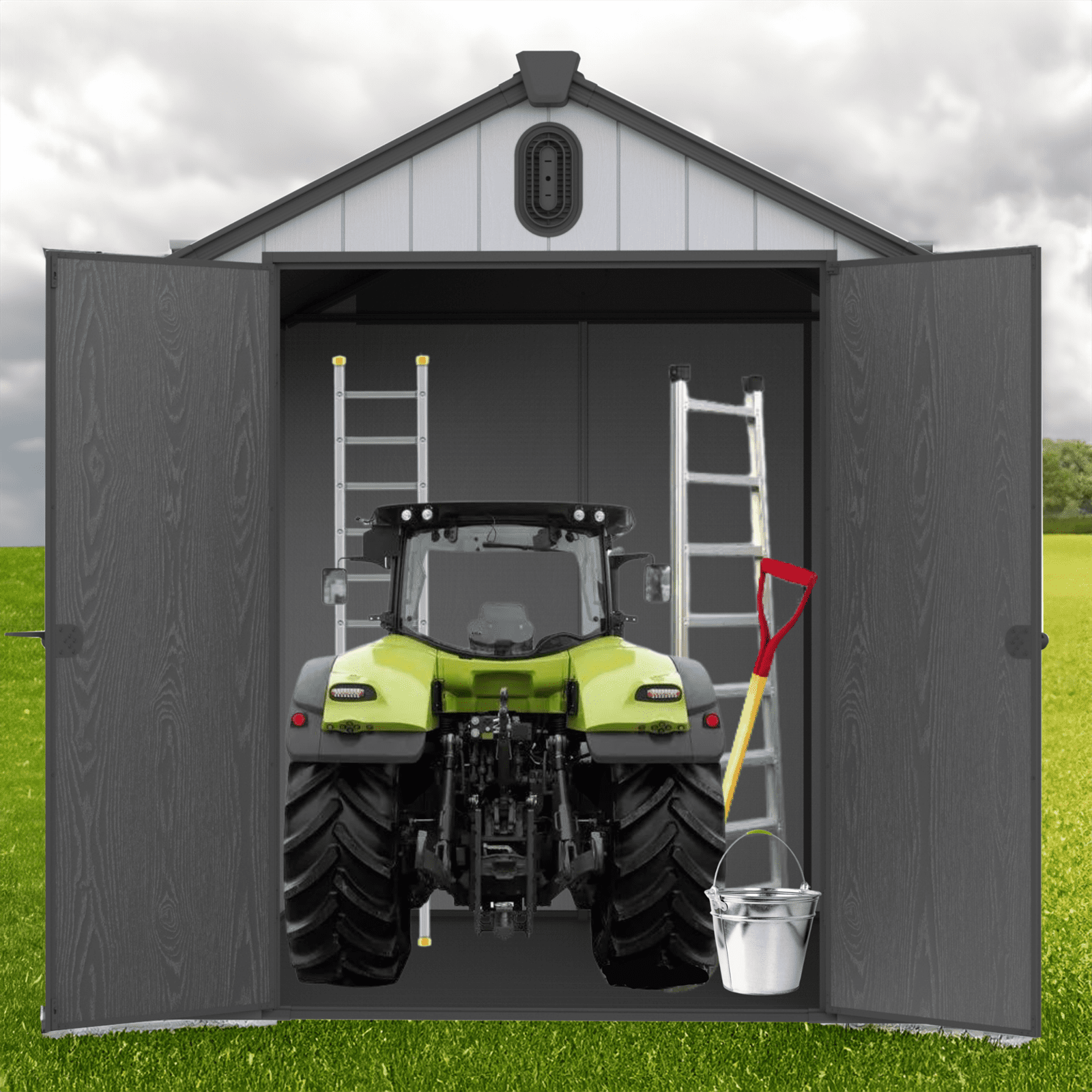 6x8 Ft Plastic Storage Shed with Floor, Waterproof Resin Storage Shed ...