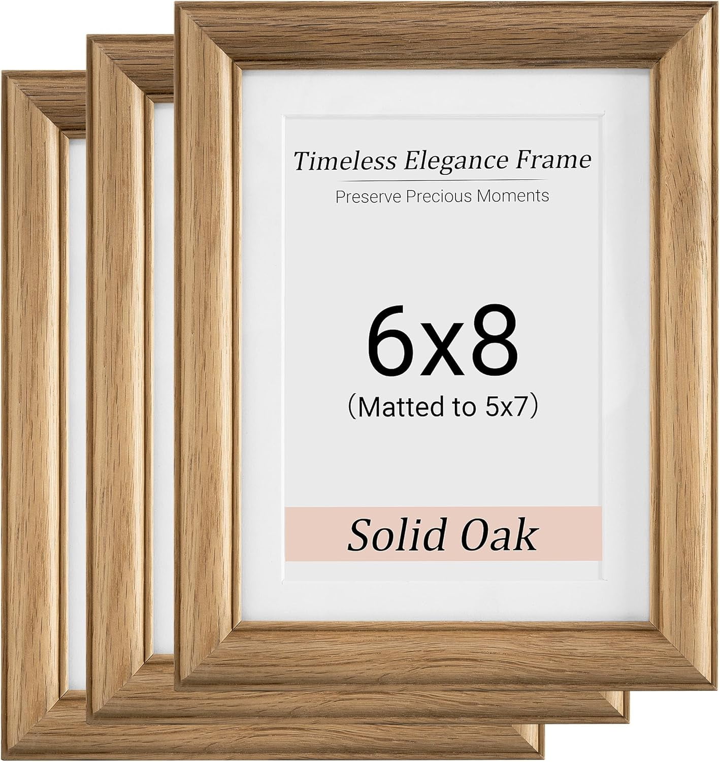 6x8 Picture Frame,6 x 8 Solid White Oak Photo Frame with Tempered Glass ...
