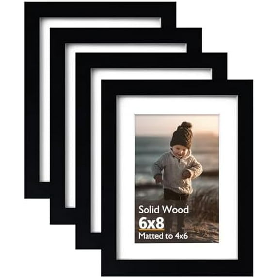 6x8 Picture Frame Black, Solid Wood Frames with Acrylic Plexiglass for ...