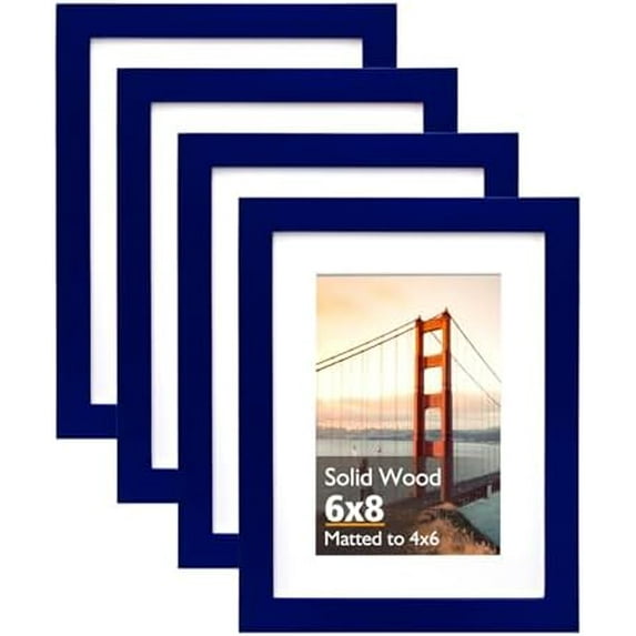 6x8 Picture Frame Navy, Solid Wood Frames with Acrylic Plexiglass for ...