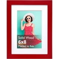 6x8 Picture Frame, Red Solid Wood Frame with Acrylic Plexiglass for ...