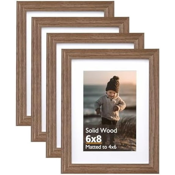6x8 Picture Frame Rustic Brown, Solid Wood Frames with Acrylic ...