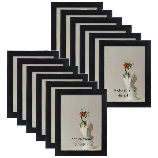 6x8 Picture Frame Set of 12, Rustic 6 by 8 Black Photo Frame for Wall ...