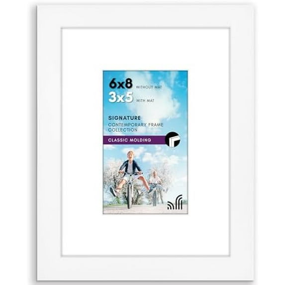 6x8 Picture Frame with Shatter-Resistant Glass - Use as 3x5 Frame with ...