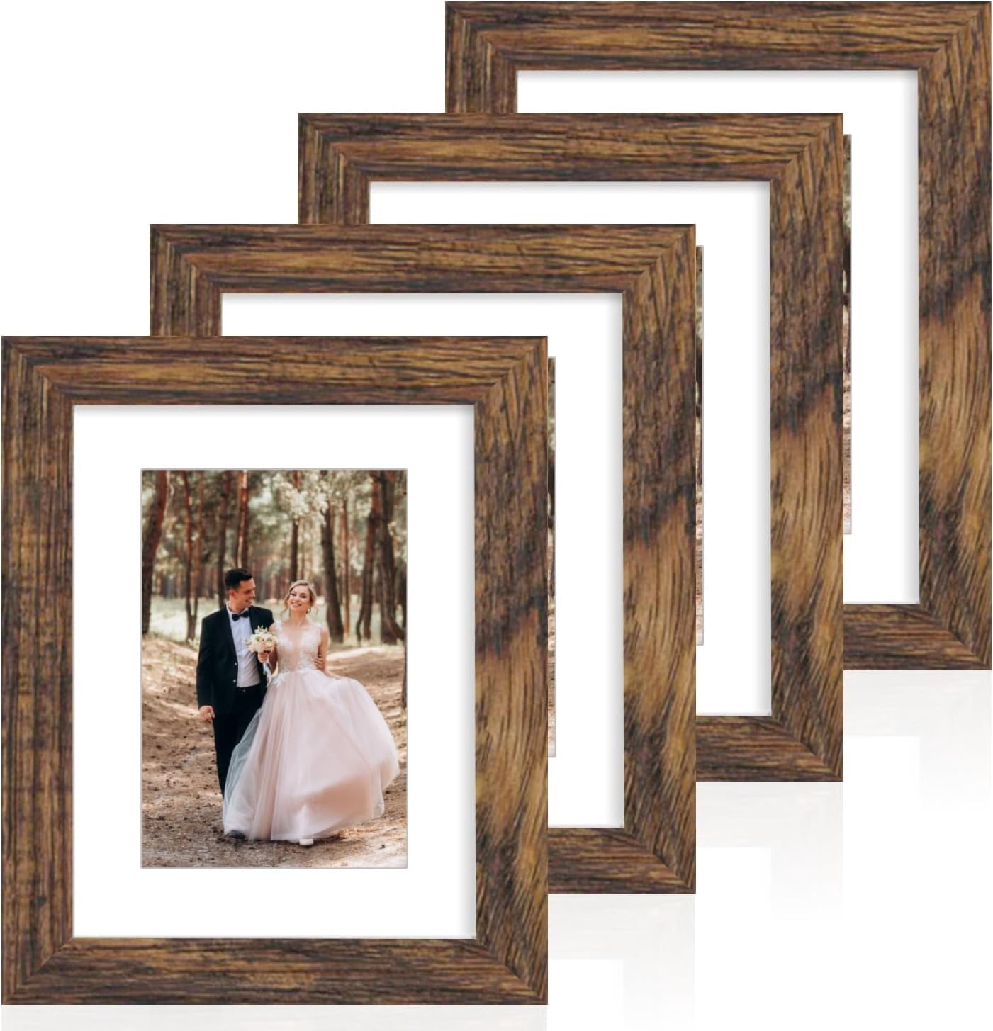 6x8 Picture Frame with Mat 4x6 - High Definition Real Glass Wooden ...