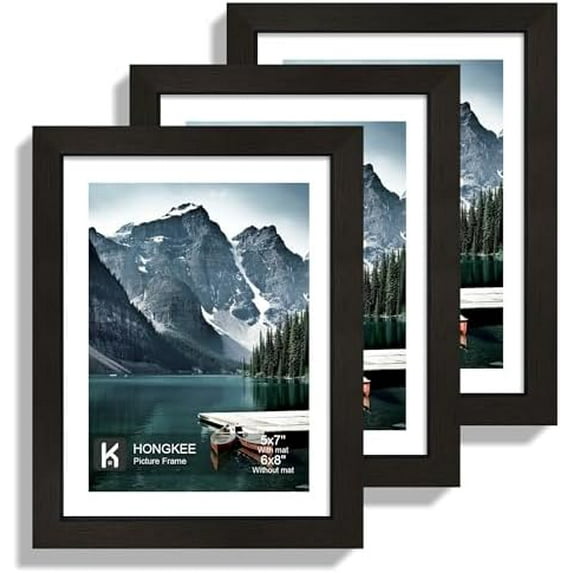 6x8 Picture Frame with Real Glass - Display Pictures 5x7 with Mat or 6 ...