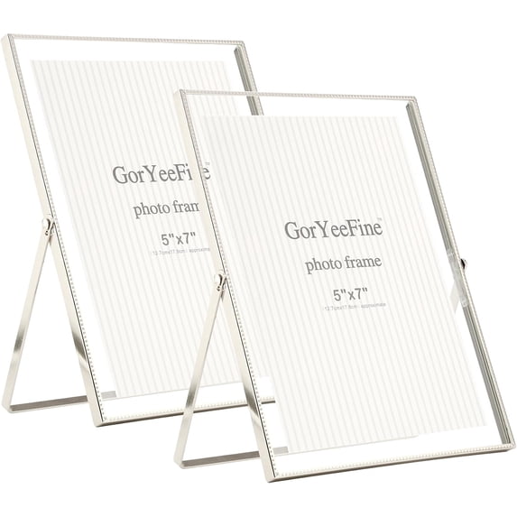 6x8''Silver Floating Photo Frame Set of 2, For Photo Sizes (4x6'' 5x7 ...
