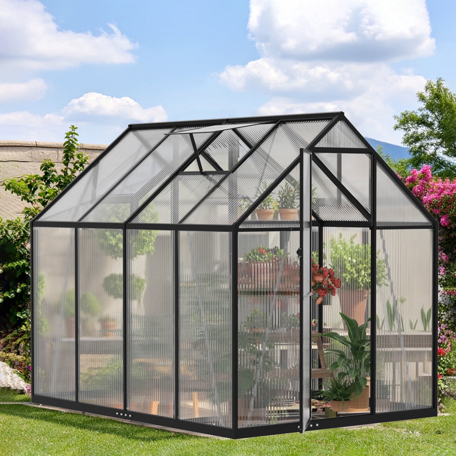WUKHG 6x7.5FT Outdoor Greenhouse, Heavy-Duty Walk-in Greenhouse for ...