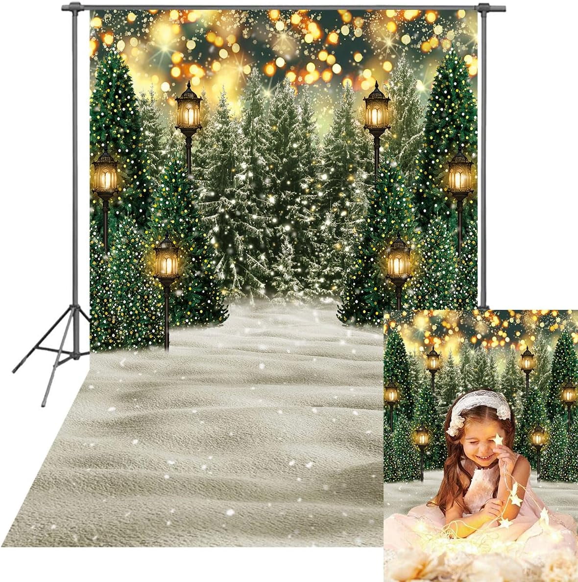 6x8FT Winter Pine Backdrop Green Wonderland Photography Background ...
