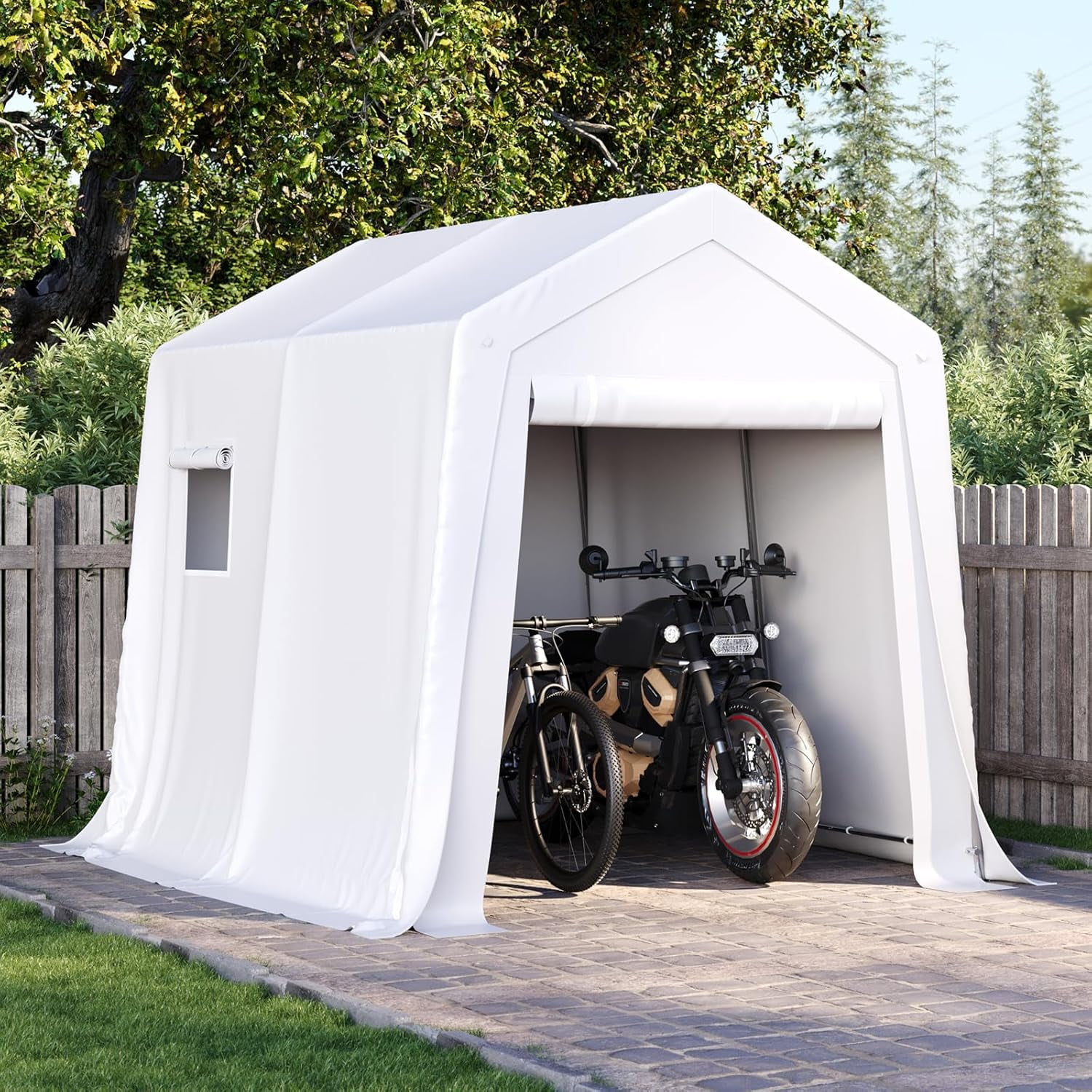 6x8x7 FT Outdoor Portable Storage Shed Tent with Roll-up Zipper Door ...