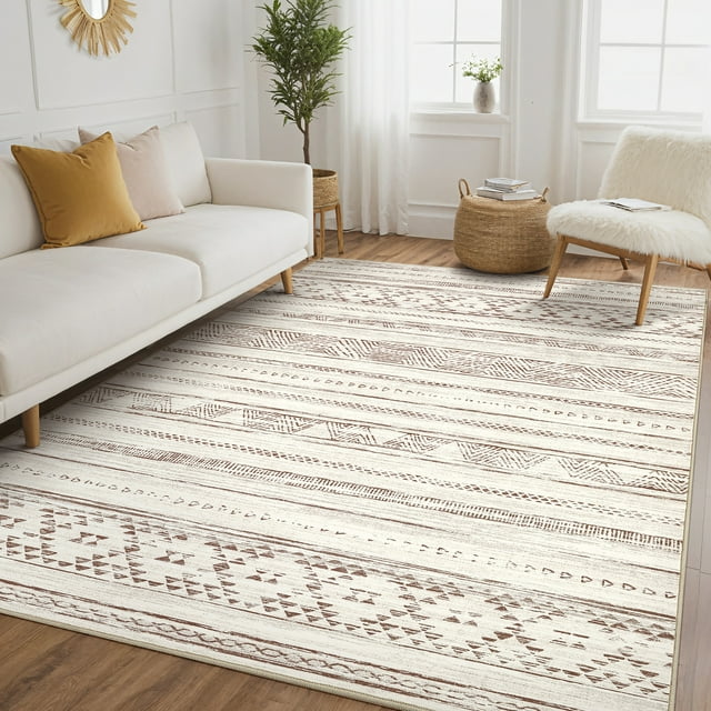 6x9 Area Rug Living Room Rugs - Washable Large Soft Boho Neutral ...