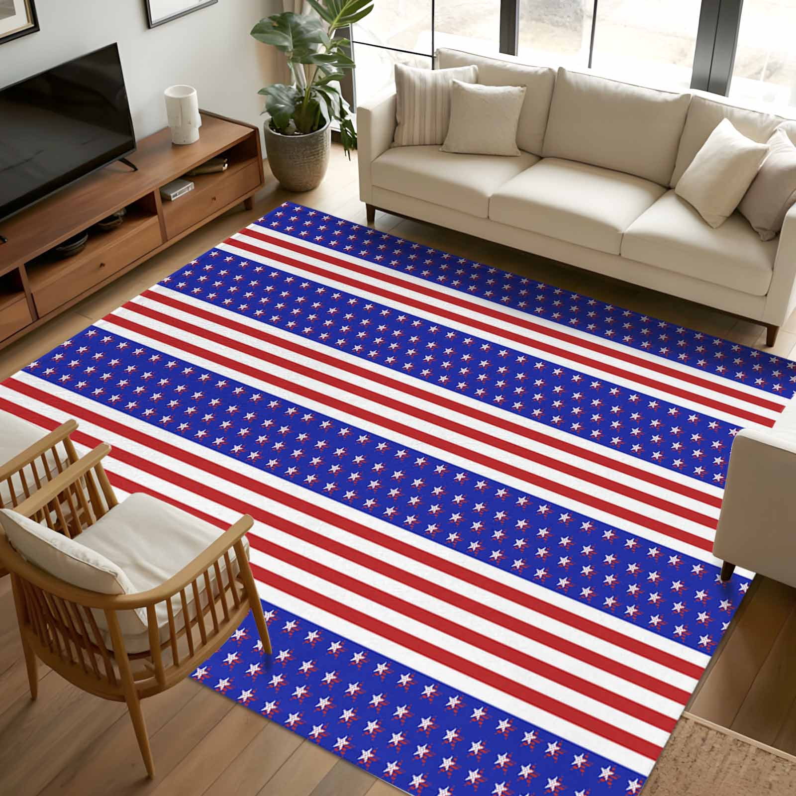 6x9 Area Rugs, 4th of July Non-Skid Rubber Backing Large Rectangle Rugs ...