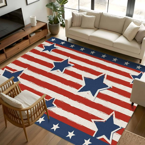 6x9 Area Rugs, 4th of July Non-Skid Rubber Backing Large Rectangle Rugs ...