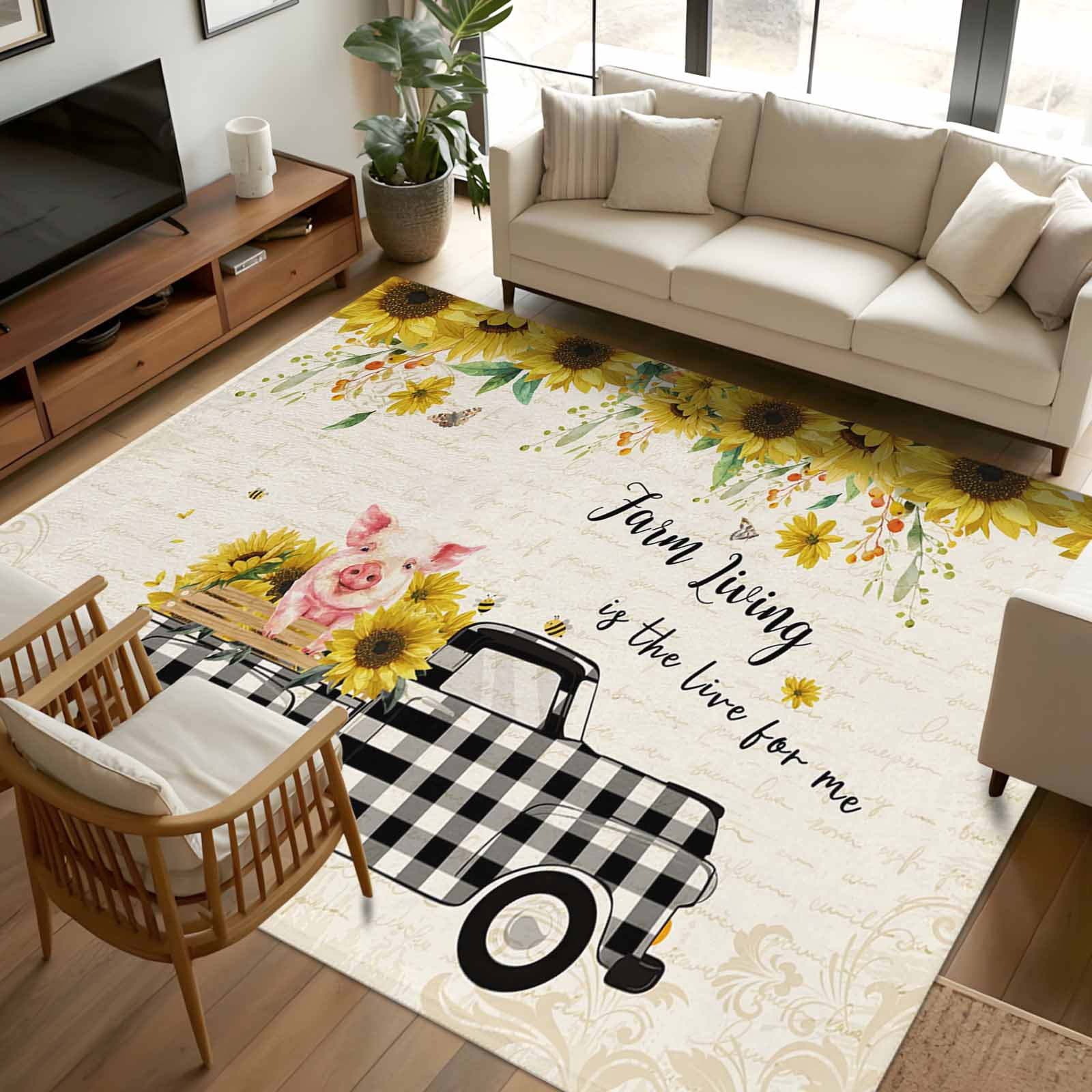 6x9 Area Rugs, Cute Pig Non-Skid Rubber Backing Large Rectangle Rugs ...