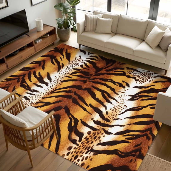6x9 Area Rugs, Leopard Stripes Non-Skid Rubber Backing Large Rectangle ...