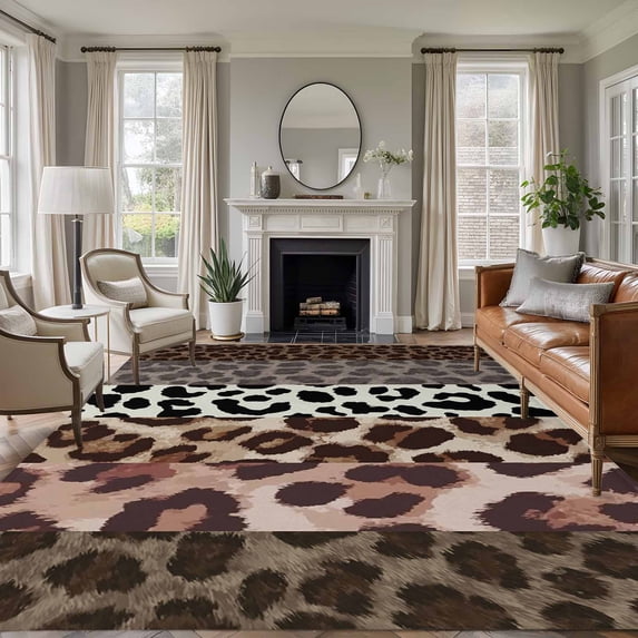 6x9 Area Rugs for Living Room, Animals Printed Striped Non Slip Area ...