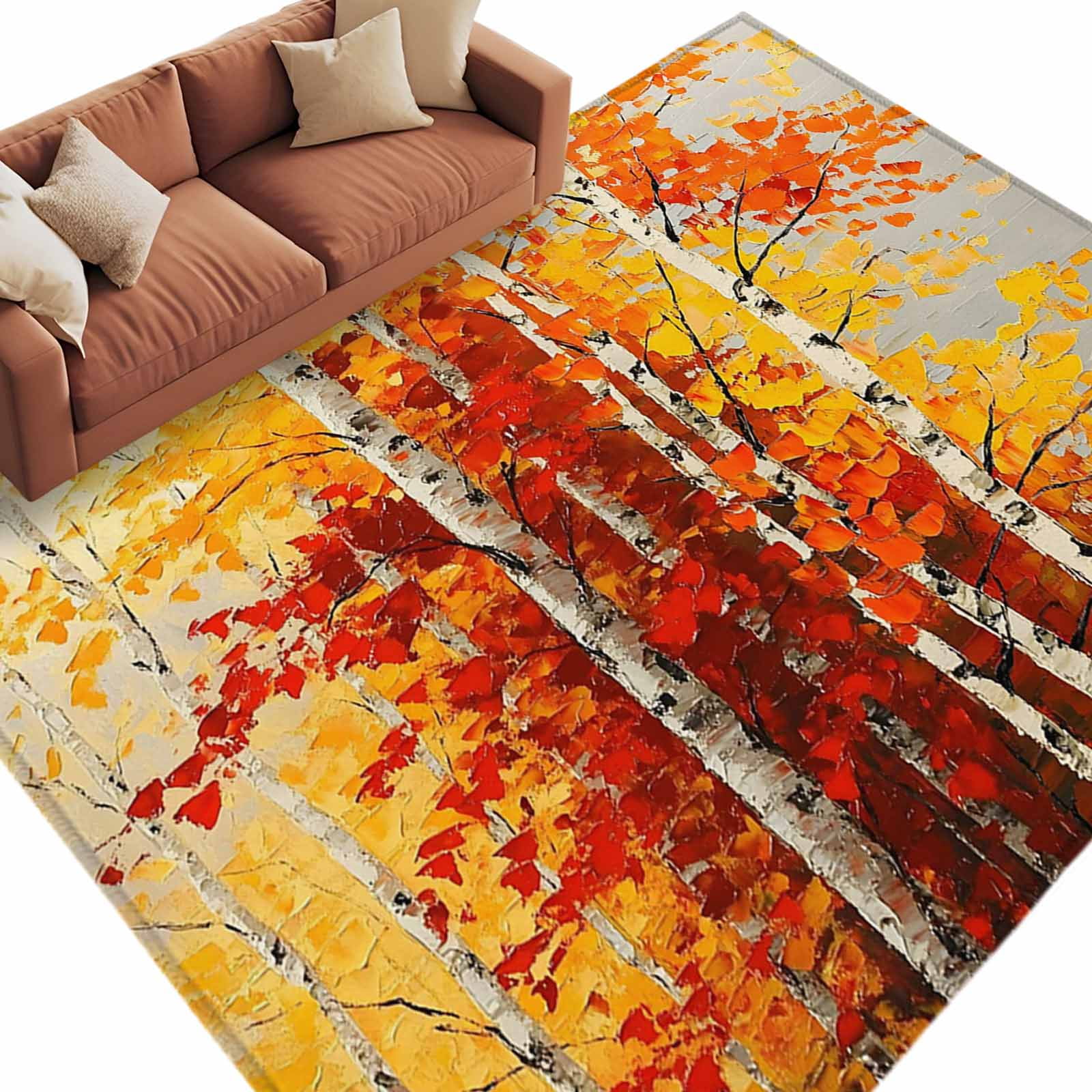 6x9 Area Rugs for Living Room, Autumn Yellow Leaves Non Slip Area Rugs ...