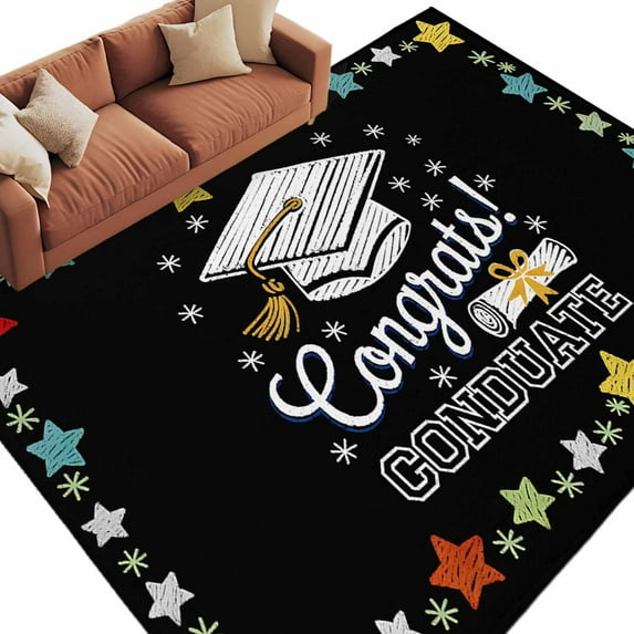 6x9 Area Rugs for Living Room, Black Graduation Non Slip Area Rugs for ...
