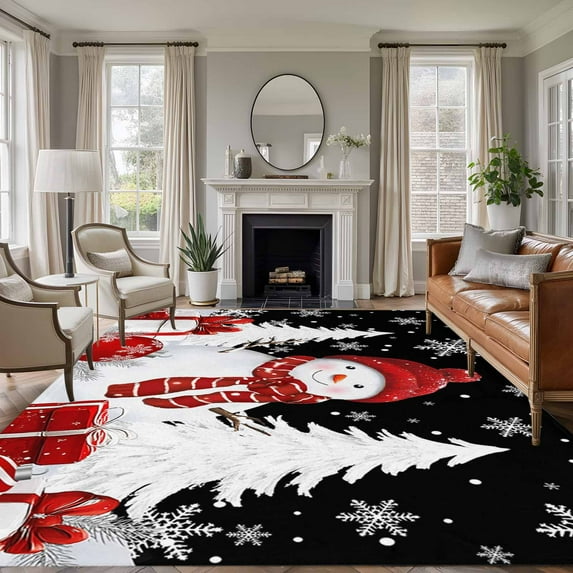 6x9 Area Rugs for Living Room, Black Plaid Christmas Non Slip Area Rugs ...