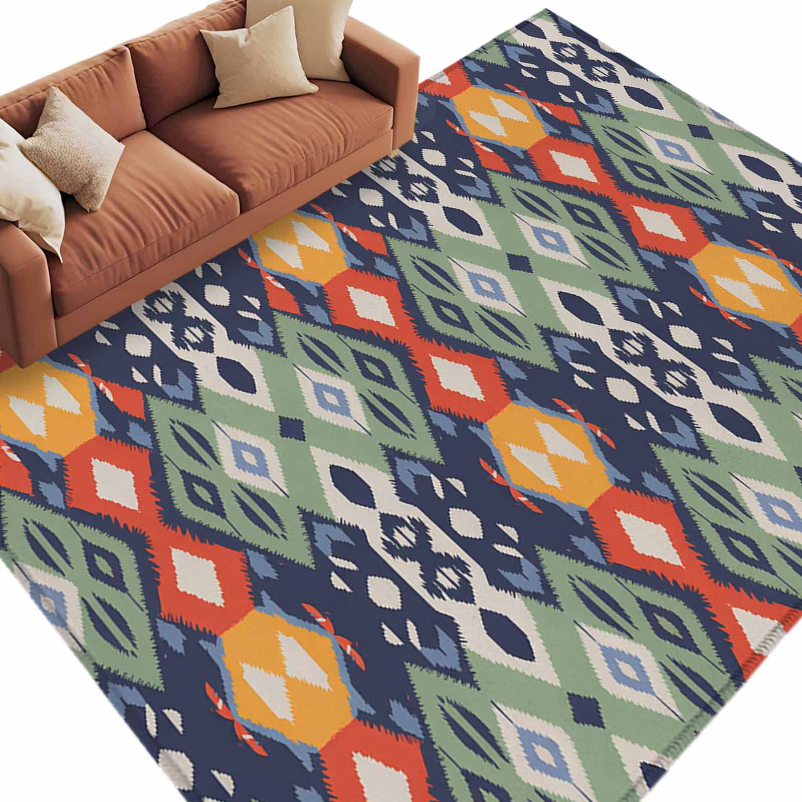 6x9 Area Rugs for Living Room, Blue Green Boho Non Slip Area Rugs for ...