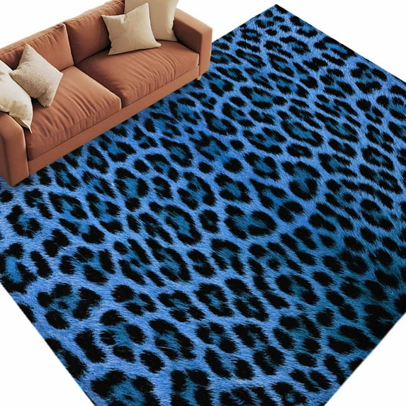 6x9 Area Rugs for Living Room, Blue Leopard Print Non Slip Area Rugs ...