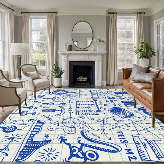 6x9 Area Rugs for Living Room, Blue Physics Non Slip Area Rugs for ...