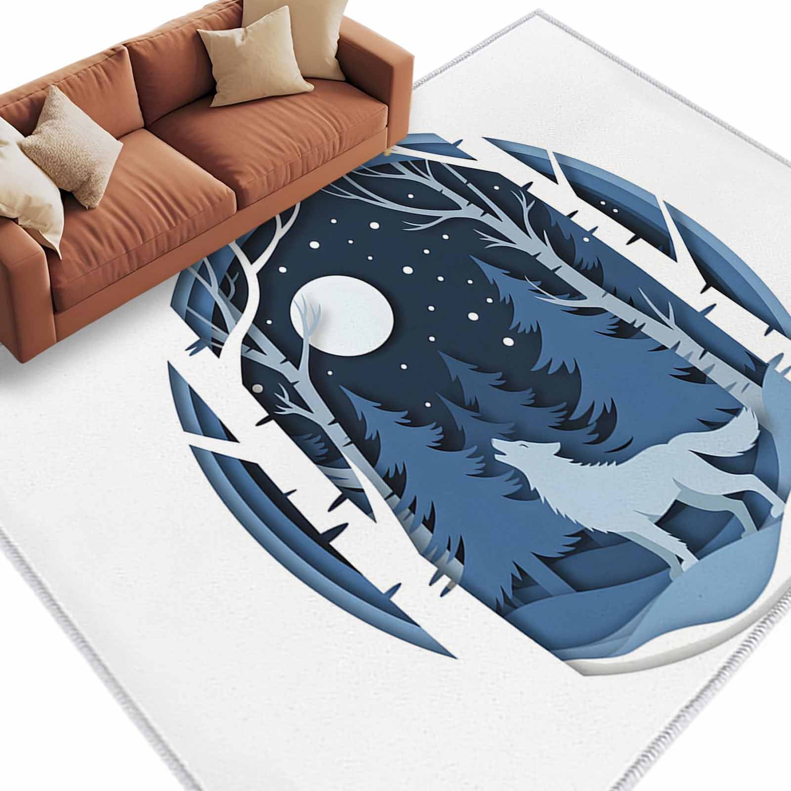 6x9 Area Rugs for Living Room, Blue Wolf Non Slip Area Rugs for Kitchen ...
