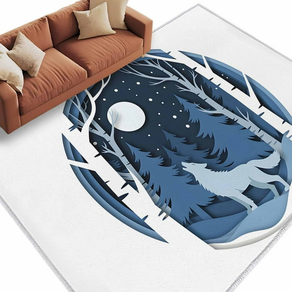 6x9 Area Rugs for Living Room, Blue Wolf Non Slip Area Rugs for Kitchen ...