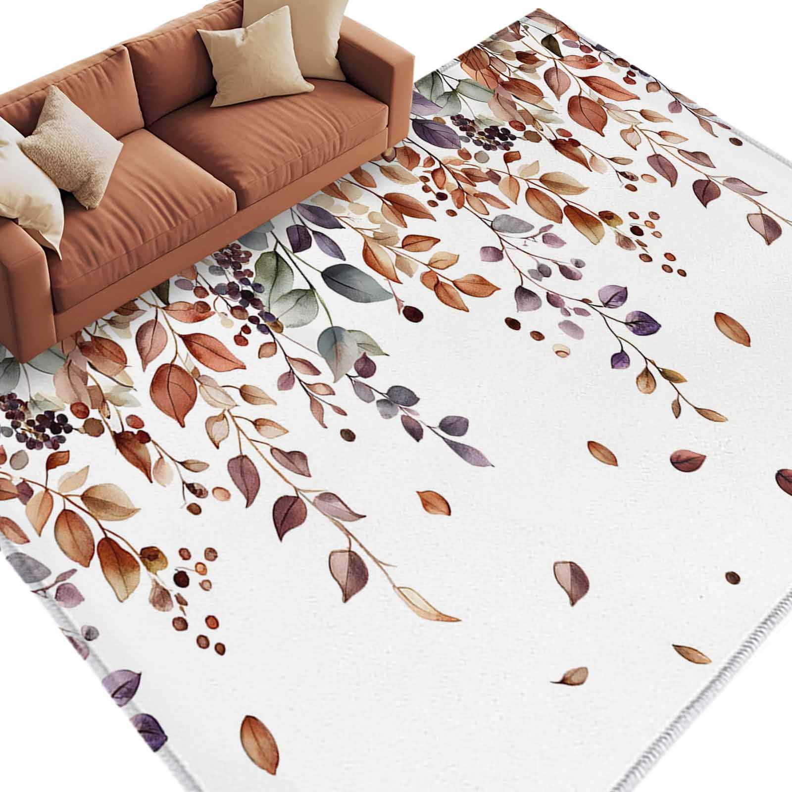6x9 Area Rugs for Living Room, Brown Fall Leaves Non Slip Area Rugs for ...