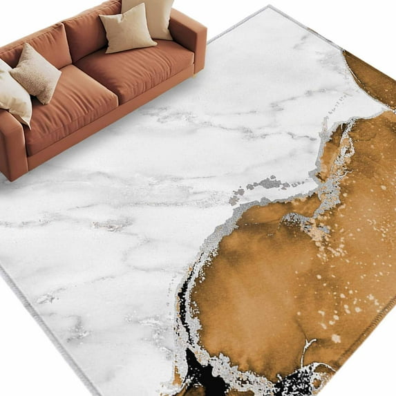 6x9 Area Rugs for Living Room, Brown Marble Crack Non Slip Area Rugs ...